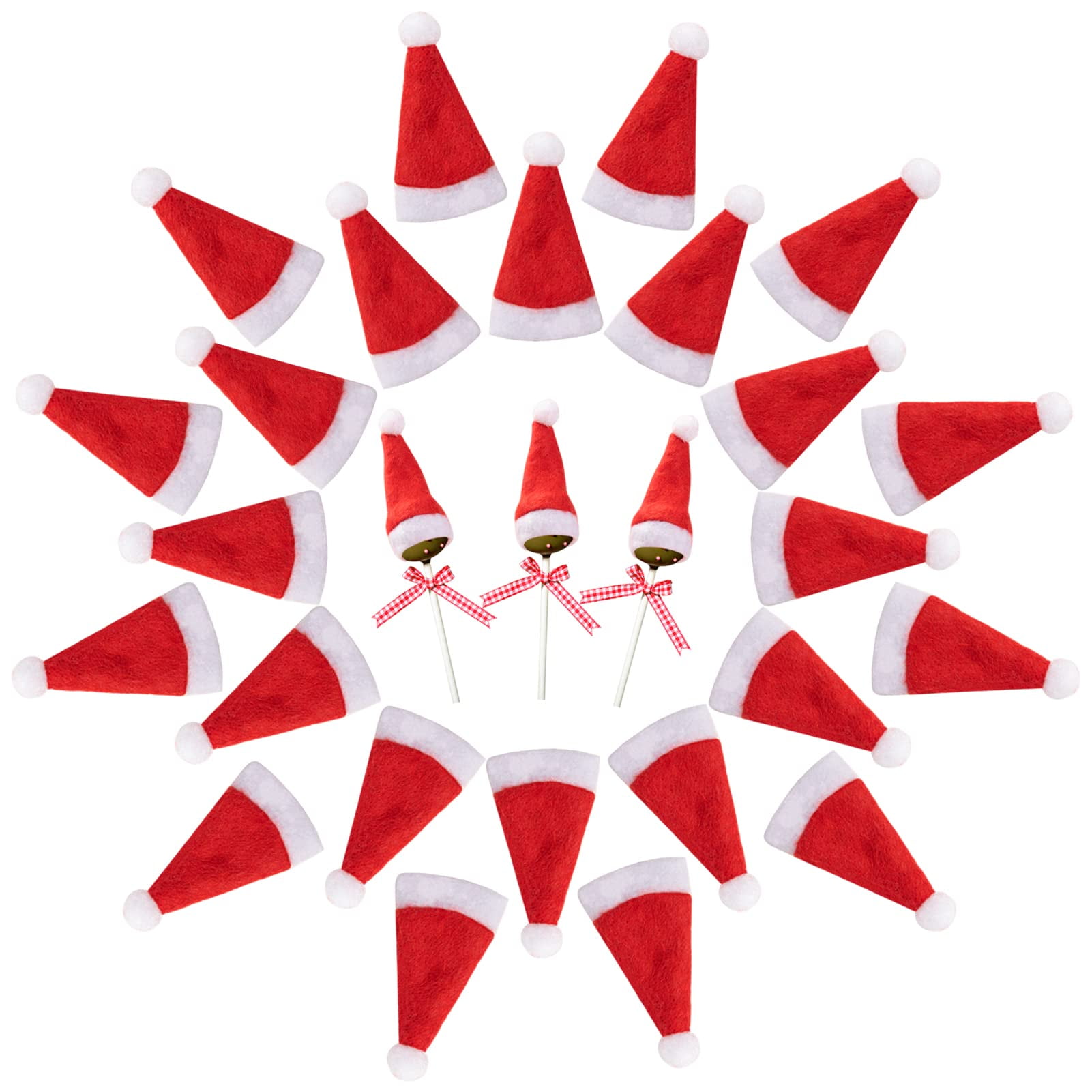 20Pcs Mini Santa Hats- Christmas Lollipop Hat for Crafts Wine Bottles ...