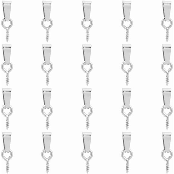20Pcs Mini Screw Eye Pin Silver Screw Eye Pins Peg Bails Metal Hoop Peg ...