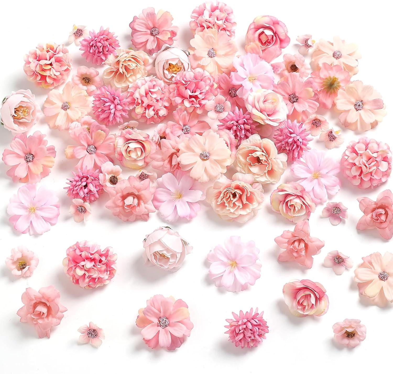 20Pcs Mini Silk Flower Heads,Bulk Silk Faux Flower for Crafts,(0.8-1 ...