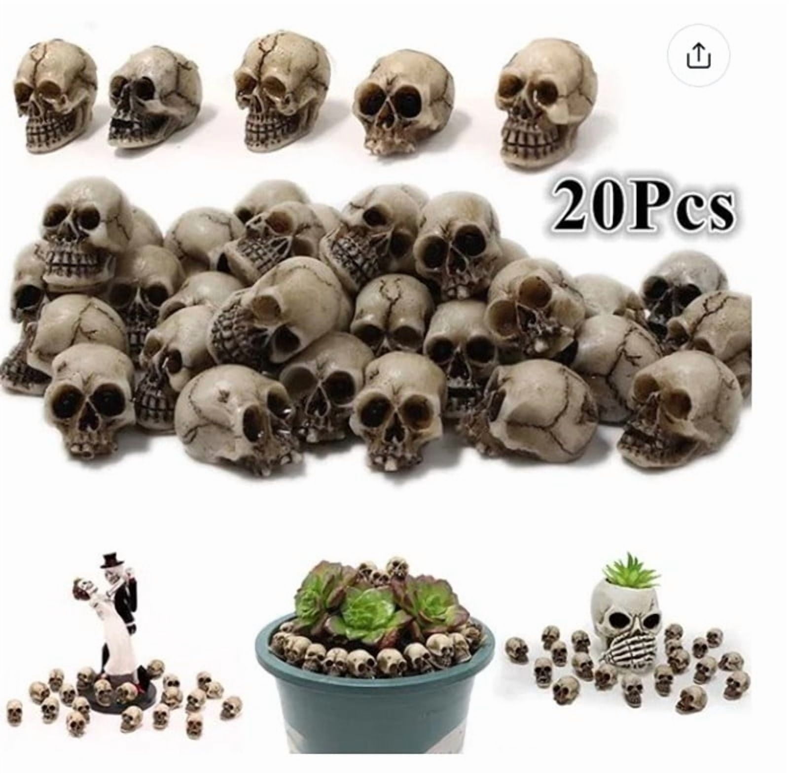 20Pcs Mini Skull Head Ornaments, Small Decorative Gothic Halloween ...
