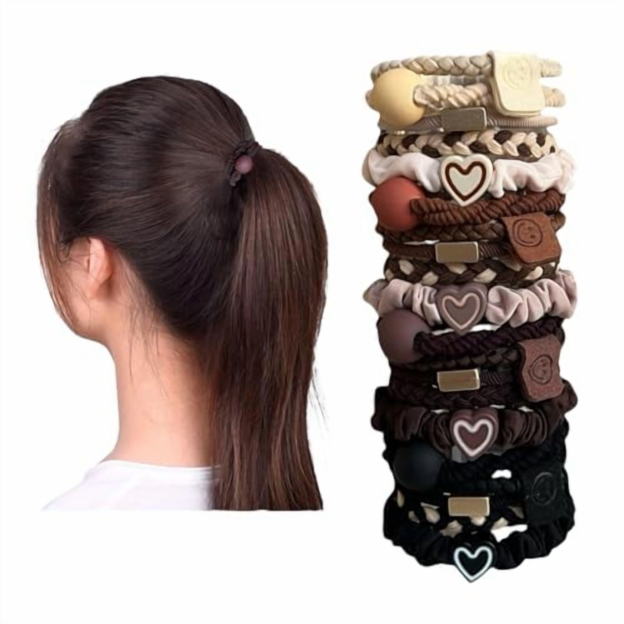 20Pcs No Damage Elastic Hair Ties – Soft Ponytail Bands for Women,Kids ...