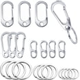 20Pcs No Tarnish Stainless Steel Carabiners Keychain with Key Rings ...