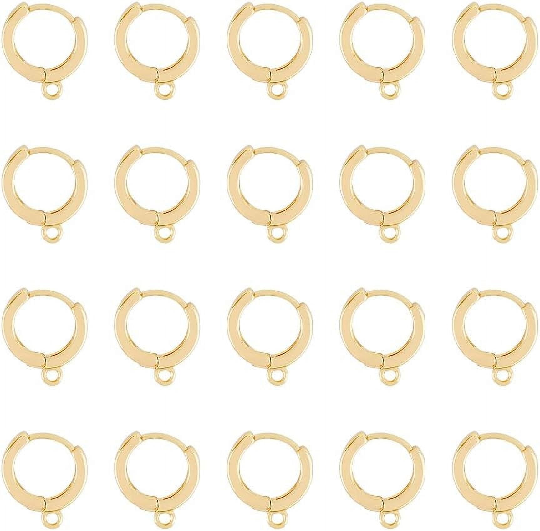 20Pcs Open Huggie Hoop Earrings 18K Gold Plated Round Earring Hooks ...