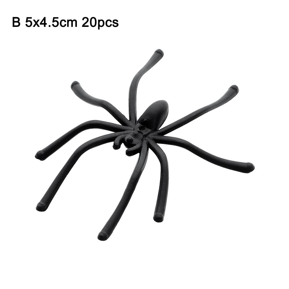 20Pcs/Pack Black Spider Web Halloween Decorative Spiders Prank Toys ...