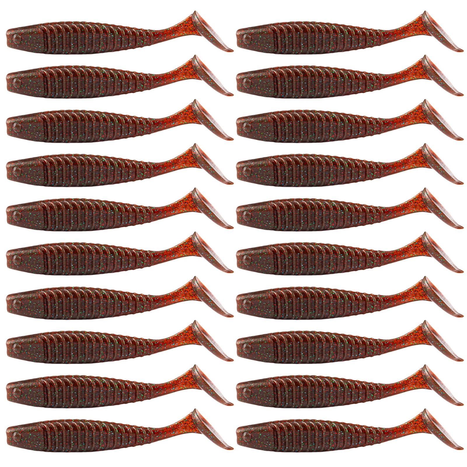 20Pcs Paddle Tail Swimbaits Crankbaits T Tail Soft Lures Wobbles ...