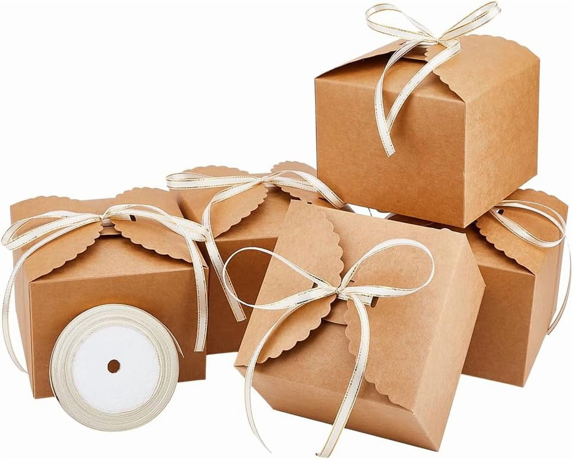 20Pcs Paper Gift Box Brown Kraft Paper Folding Box with Polyester ...