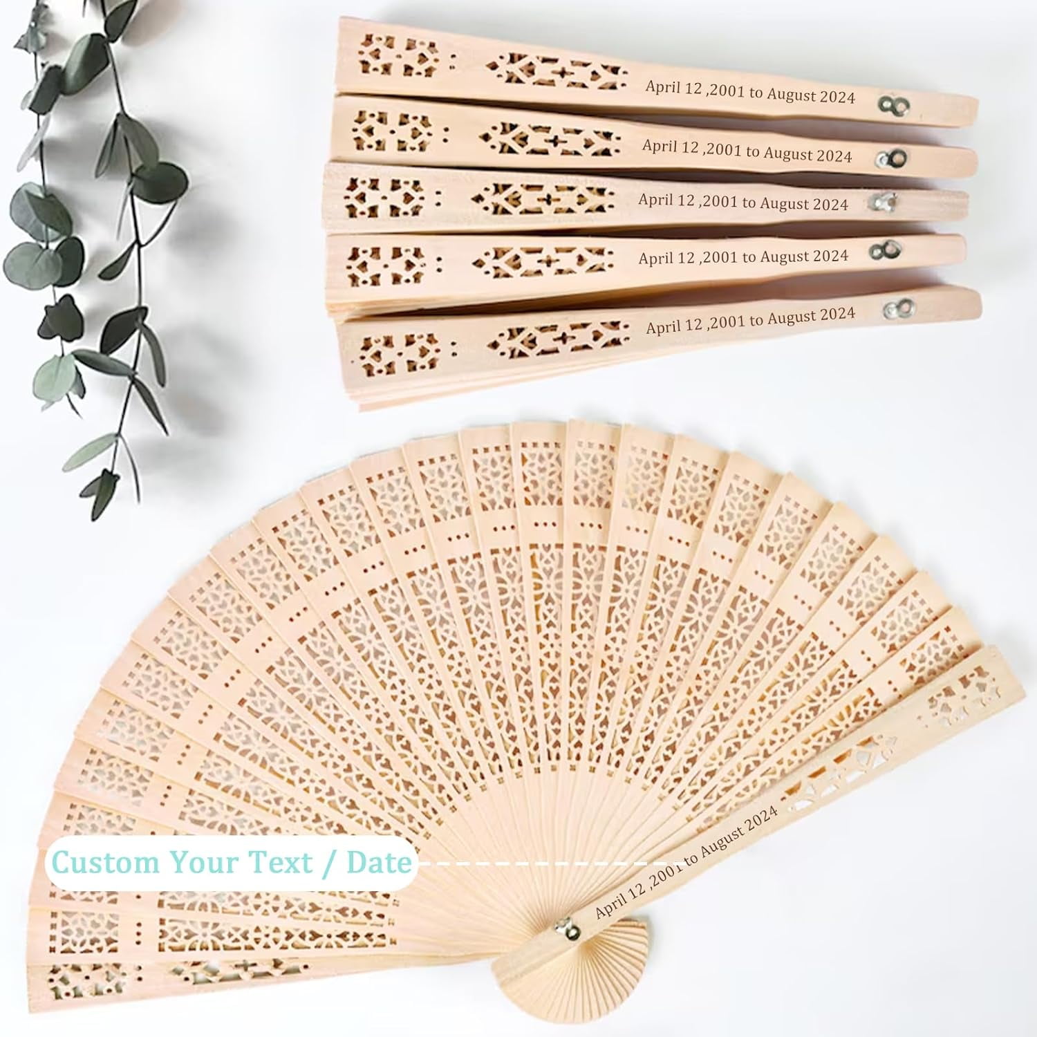 20Pcs Personalized Decorative Folding Hand Fans, Custom Wedding ...