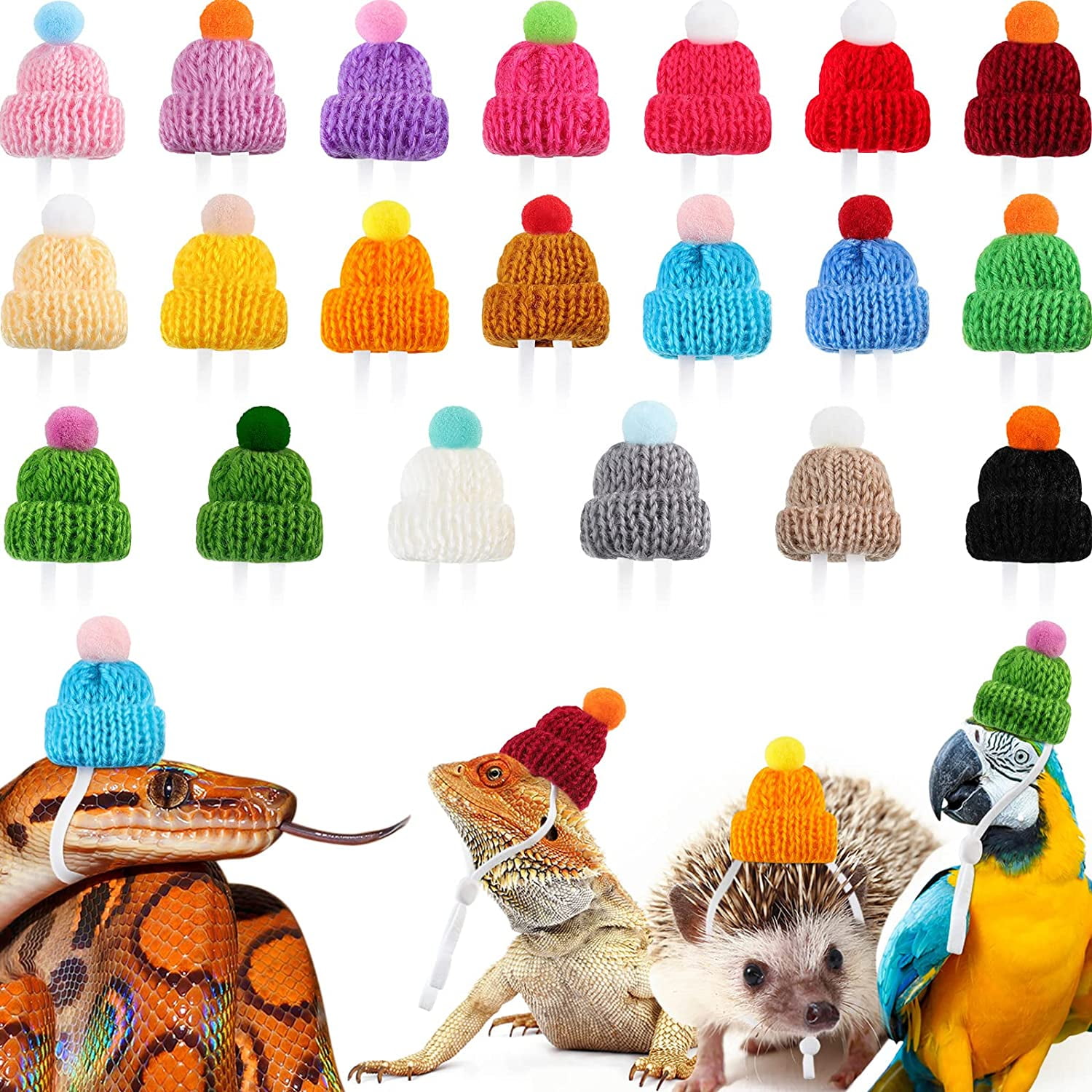 20Pcs Pet Snake Hat with Adjustable Elastic Chin Strap, Small Reptile ...