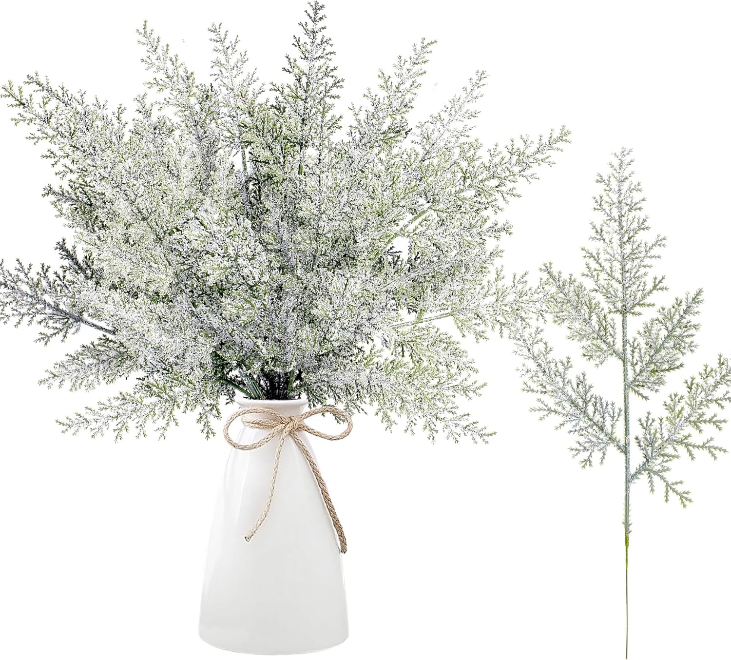 20Pcs Pieces Snow Frosted Artificial Pine Branches 12.2 Inches ...