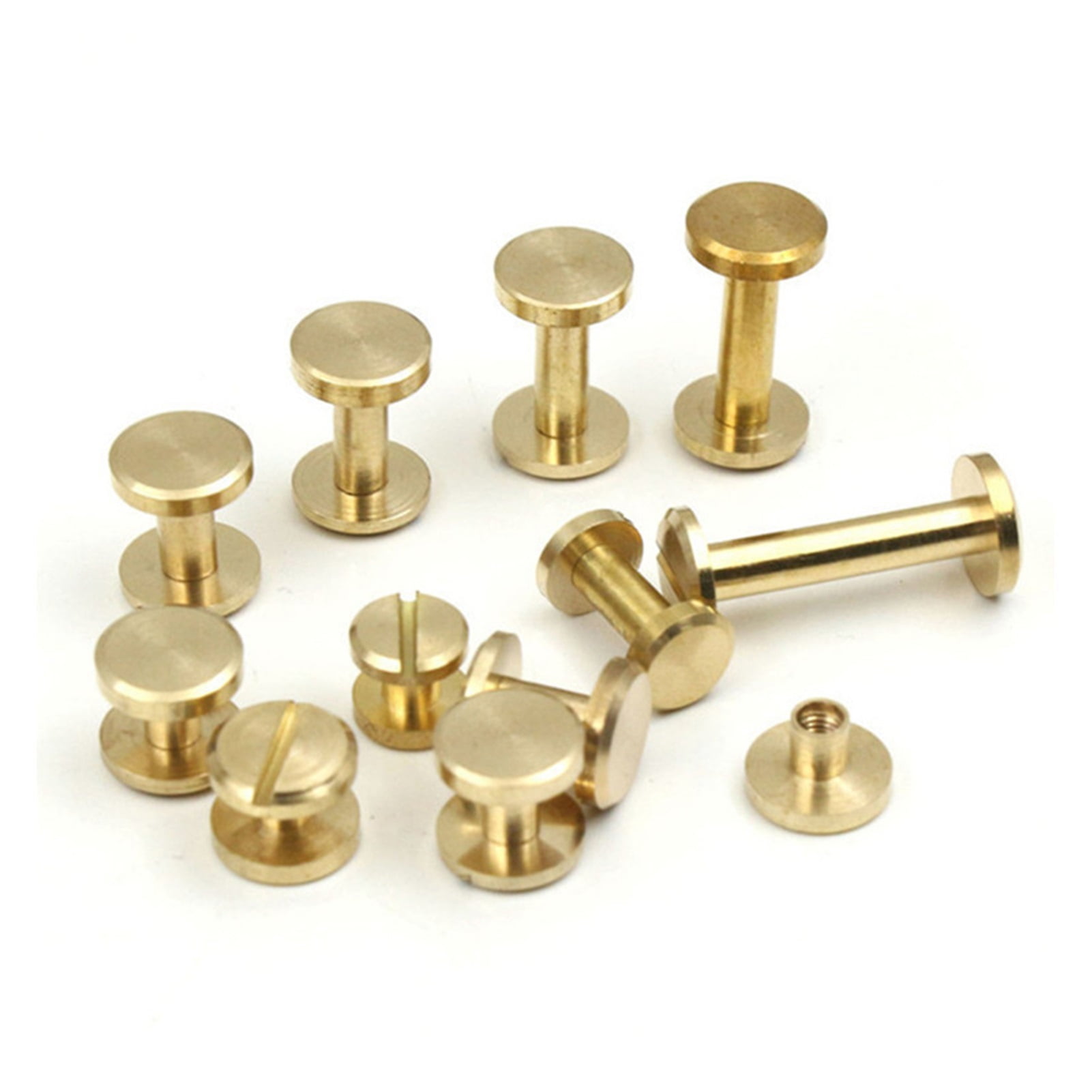 20Pcs Plane/Curved Brass Screw Rivets DIY Luggage Leather Accessories ...