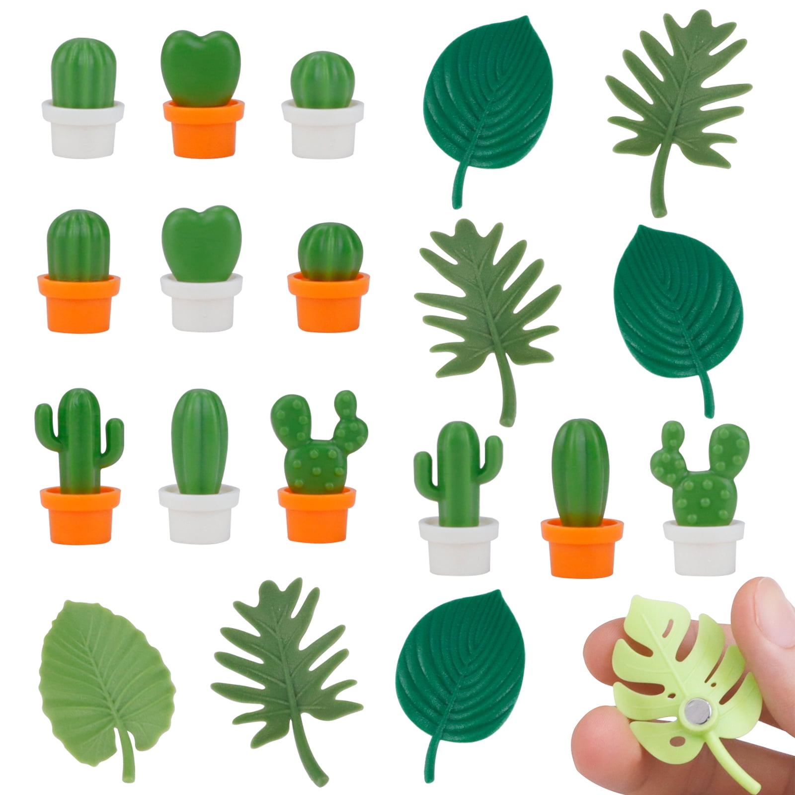 20Pcs Plant Fridge Magnets, Cute Cactus Magnets Mini Tropical Leaves ...