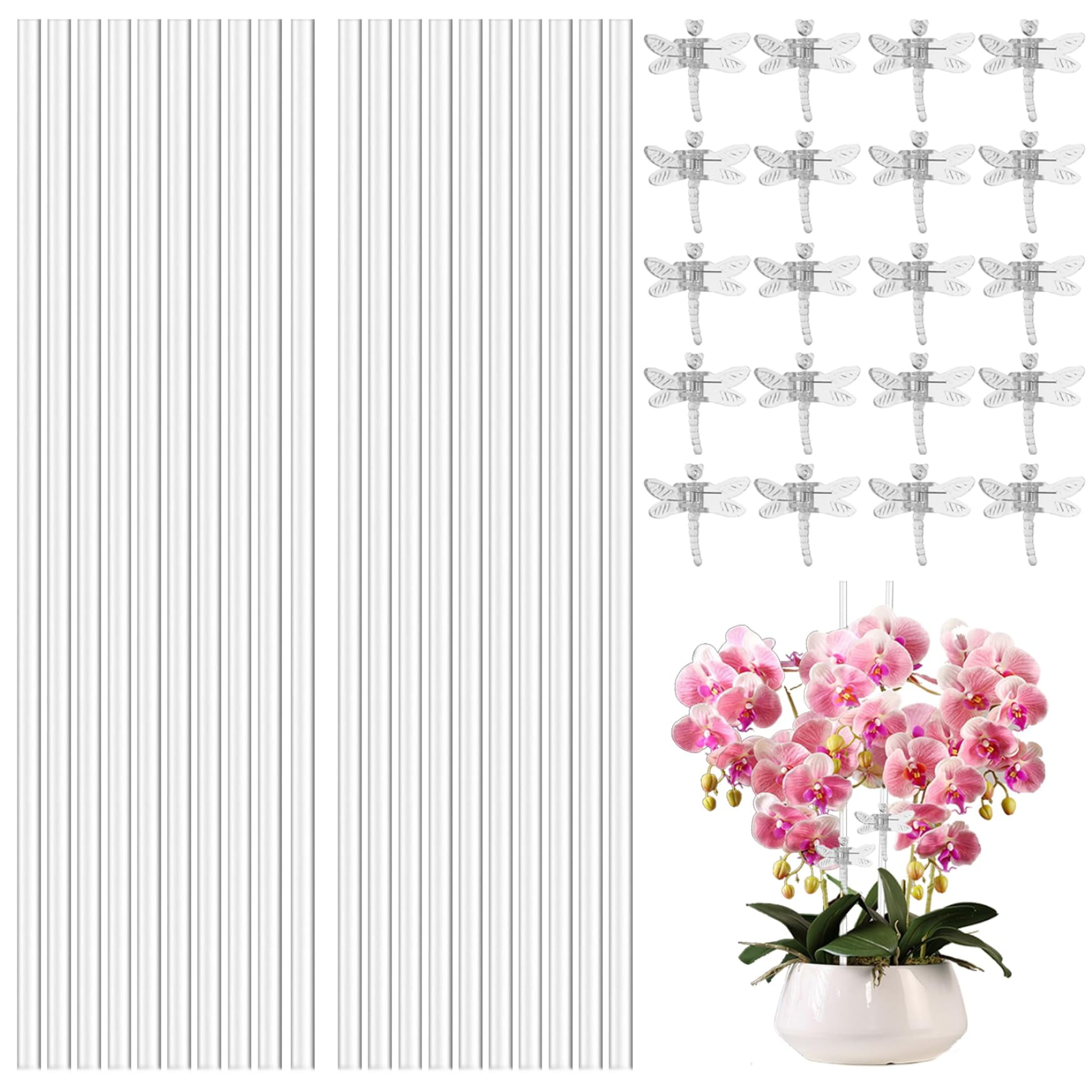20Pcs Plant Stakes,18 inch Clear Acrylic Plant Sticks Orchid Stick ...