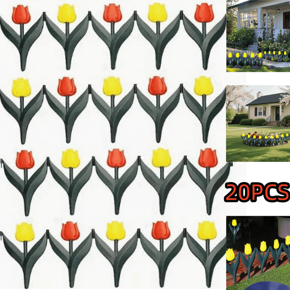 20Pcs Plastic Tulip Garden Fence For Outdoor Landscape Edging ...