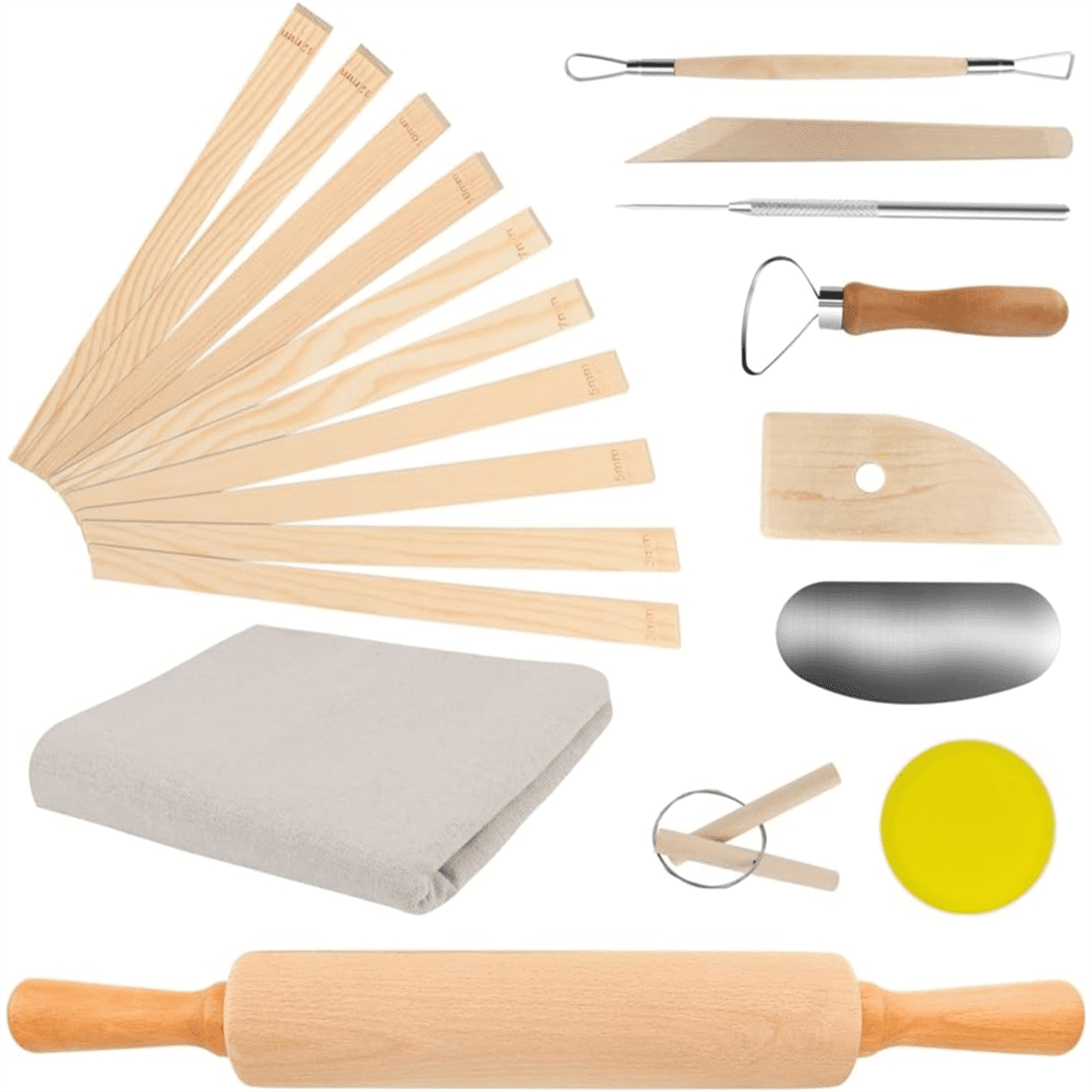 20Pcs Pottery Teaching Kit,with Rolling Pin,Pottery Teaching Rolling ...