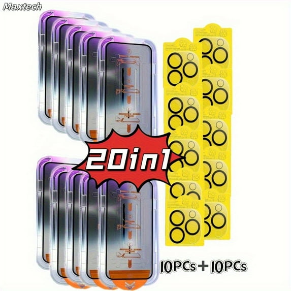 20Pcs Privacy Screen Protector + Camera Lens Protector Anti-Peeping HD ...