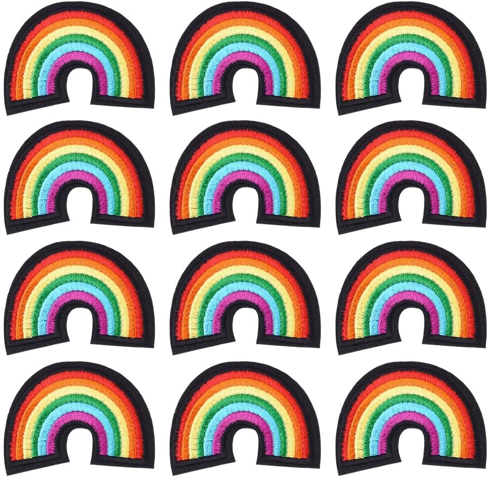 20Pcs Rainbow Embroidery Patch Colorful Iron on Embroidered Patches ...