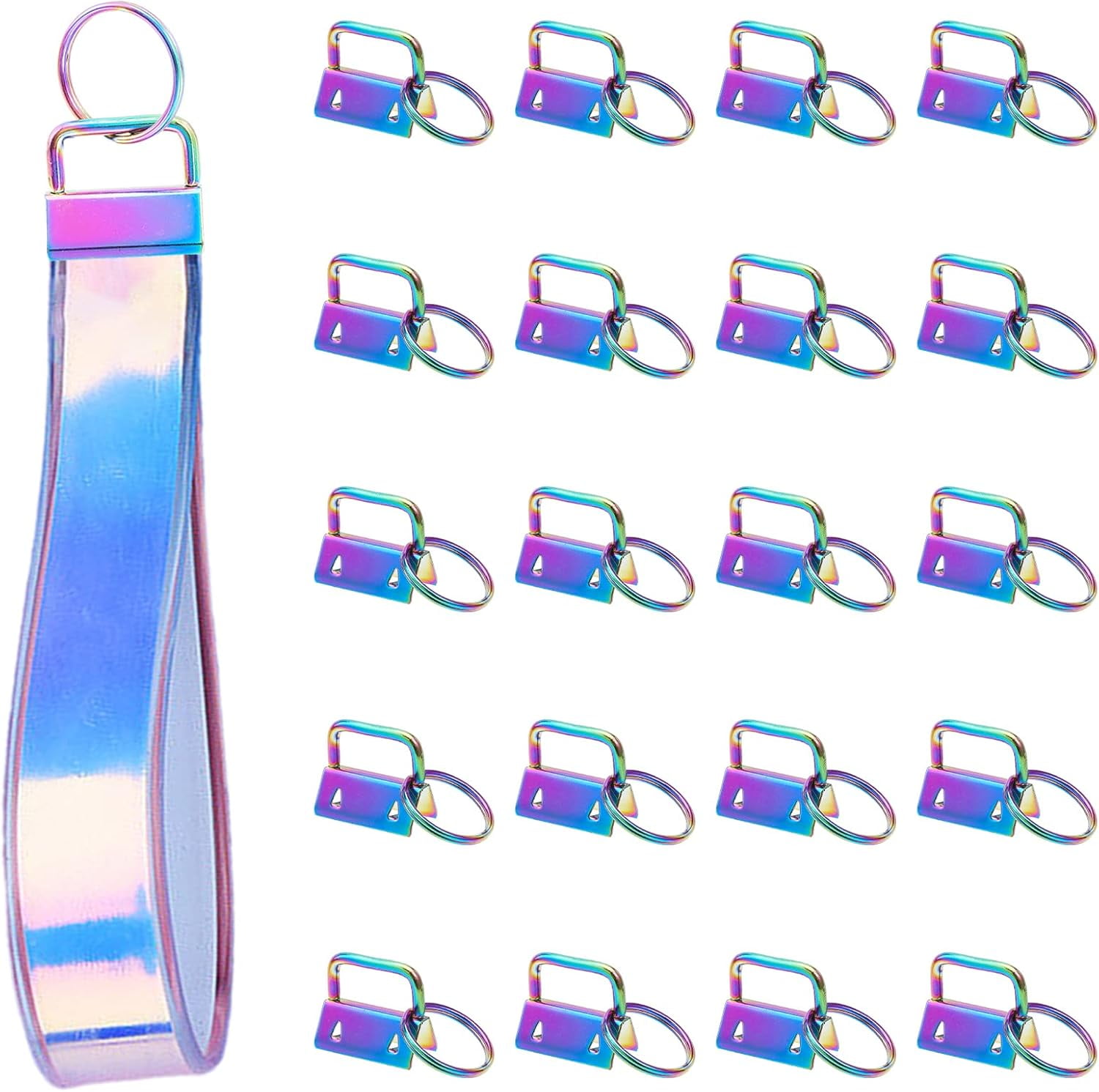20Pcs Rainbow Key Fob Hardware Set Key Chain Hardware with Key Ring Key ...