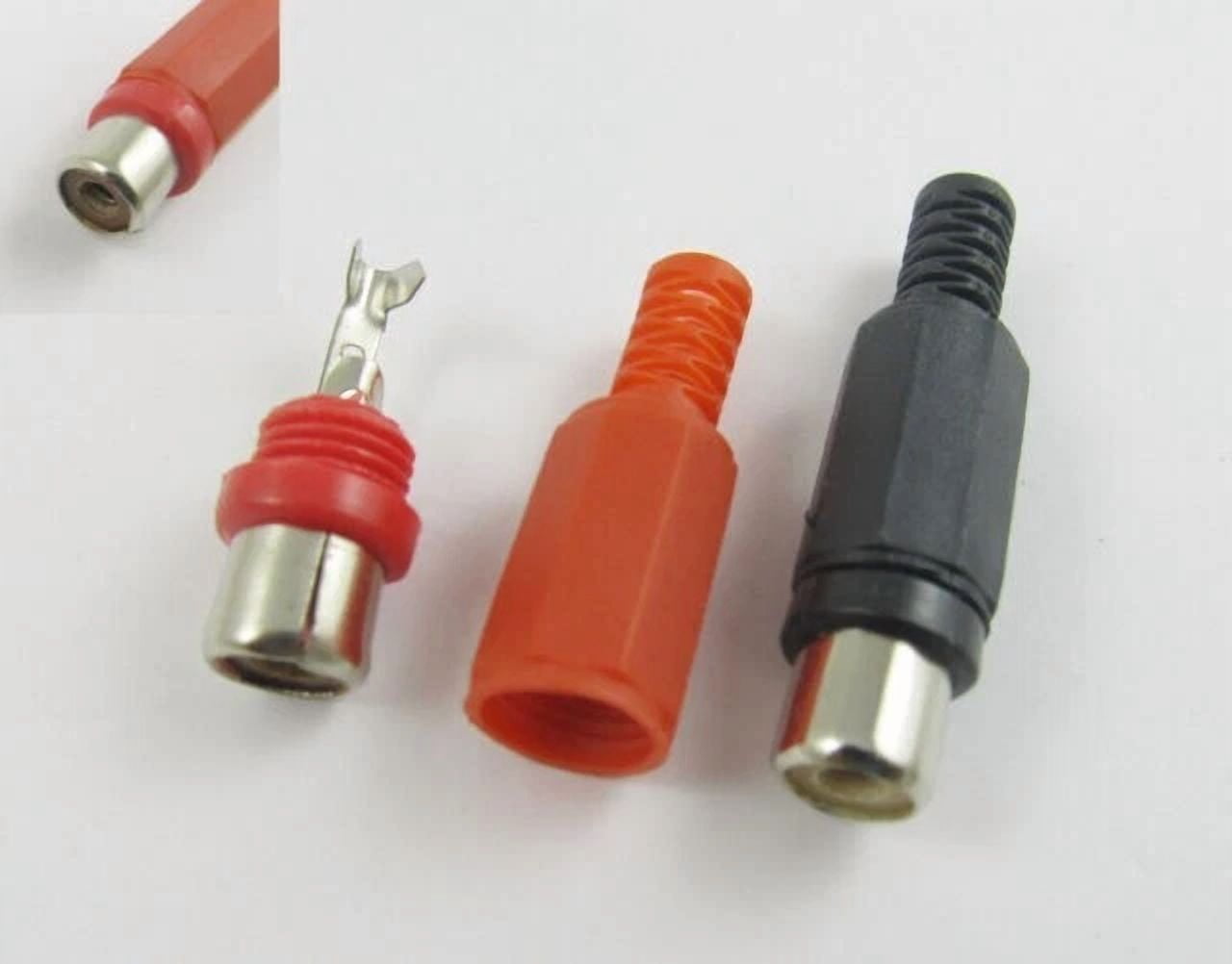 20Pcs Rca Phono Female Jack Solder Type Audio Video Cable Connector Red + Black - Walmart.com