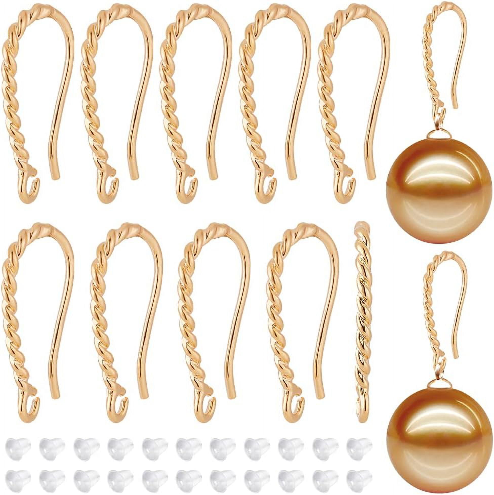20Pcs Real 14K Gold Plated Earring Hooks Brass Twist Rope Shape Earring ...