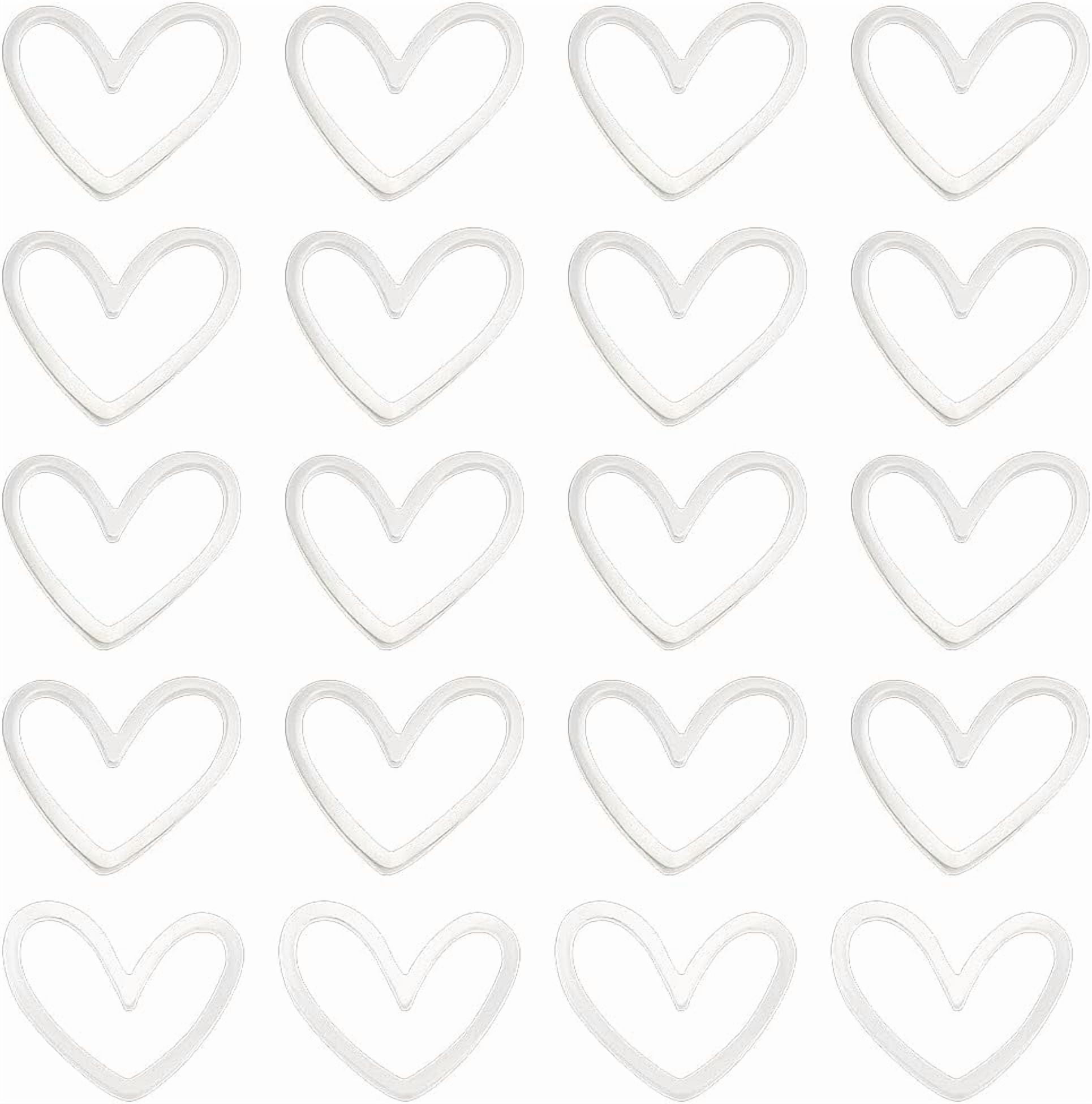 20Pcs Real Platinum Plated Heart Linking Rings Silver Hollow Heart ...