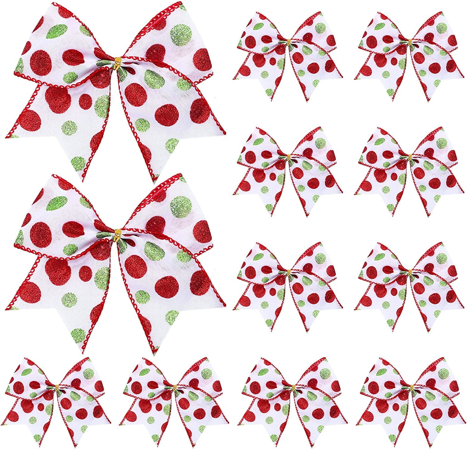 20Pcs Red Green Christmas Bows Decoration 6 Inch Large Christmas ...