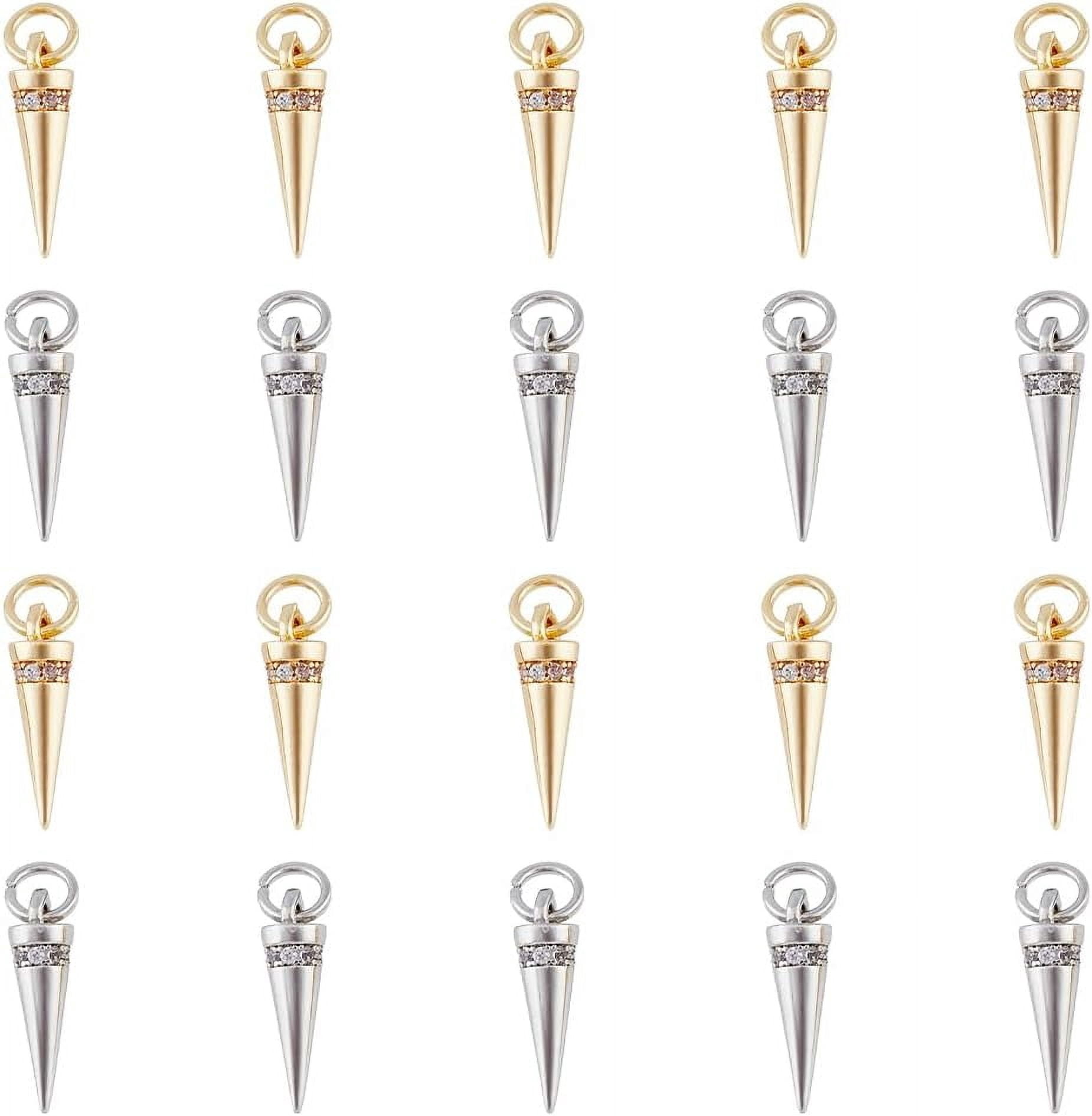 20Pcs Rhinestone Cone Pendants Platinum and Real 14K Gold Plated Charms ...