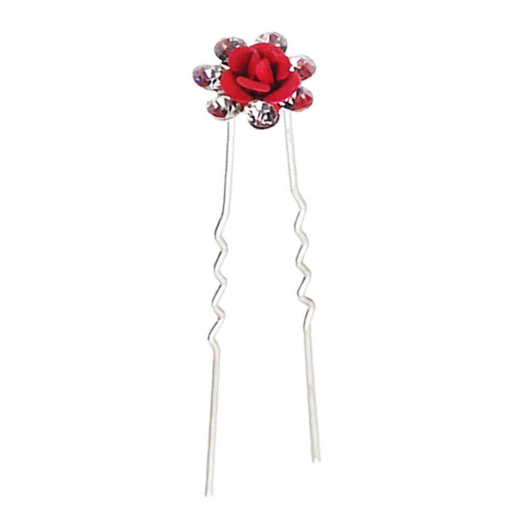20Pcs Rhinestone Wedding Hair Pins Rose Flower Hair Crystal Clips U ...