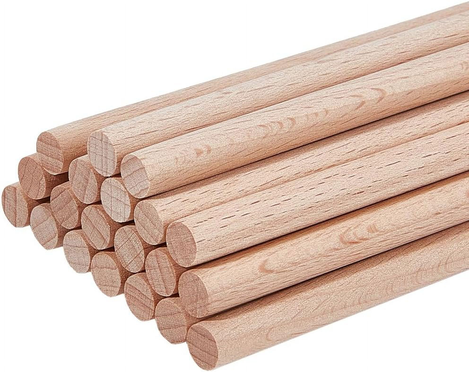 20Pcs Round Beech Wood Sticks 11.8 inch Long Unfinished Wooden Strips ...