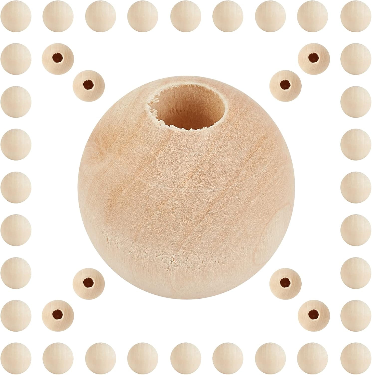 20Pcs Round Wood Knob Unfinished Wooden Ball Drawer Pulls Handles ...