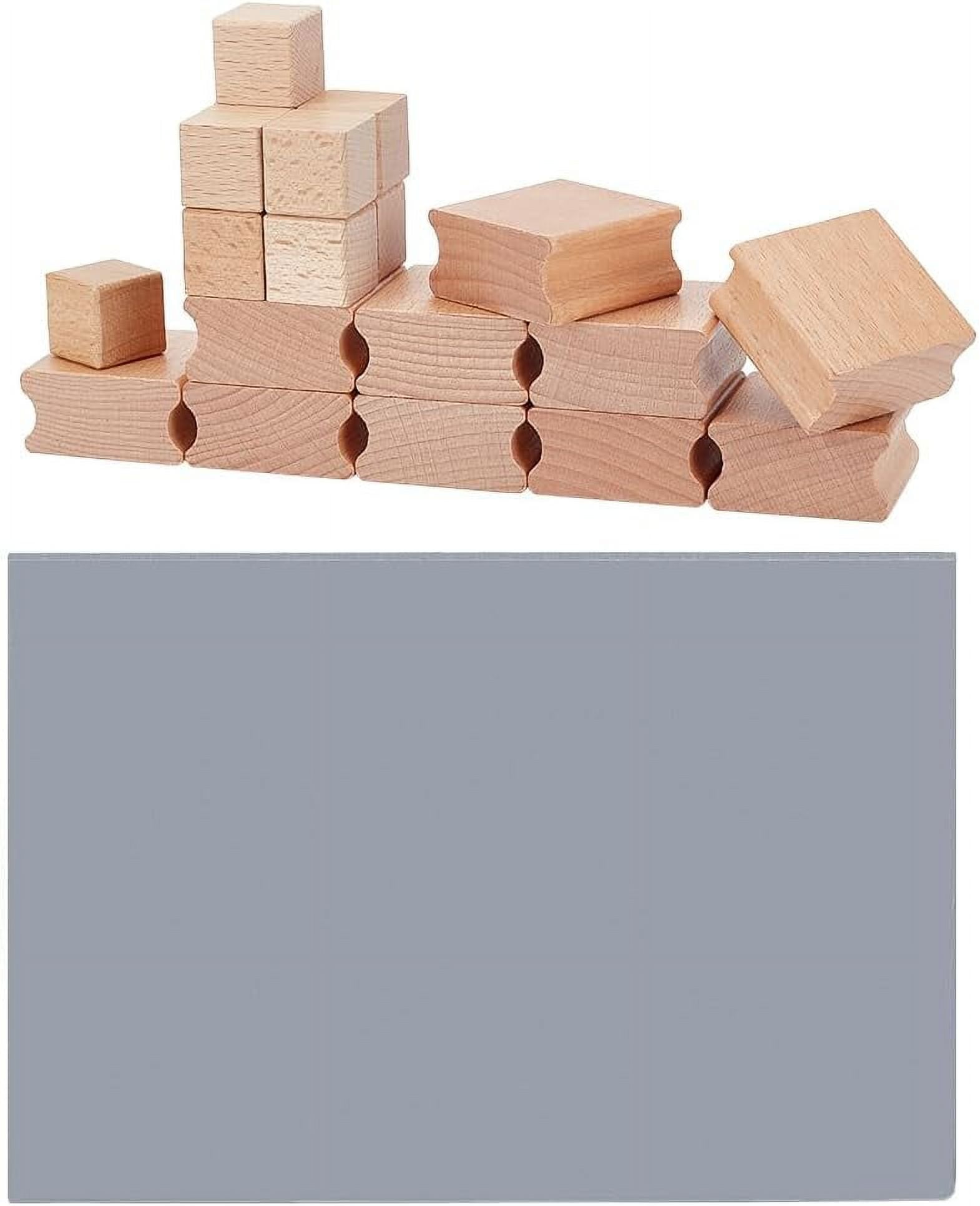 20Pcs Rubber Stamp Set Blank Hard Wood Stamp Mounts with Grey Rubber ...