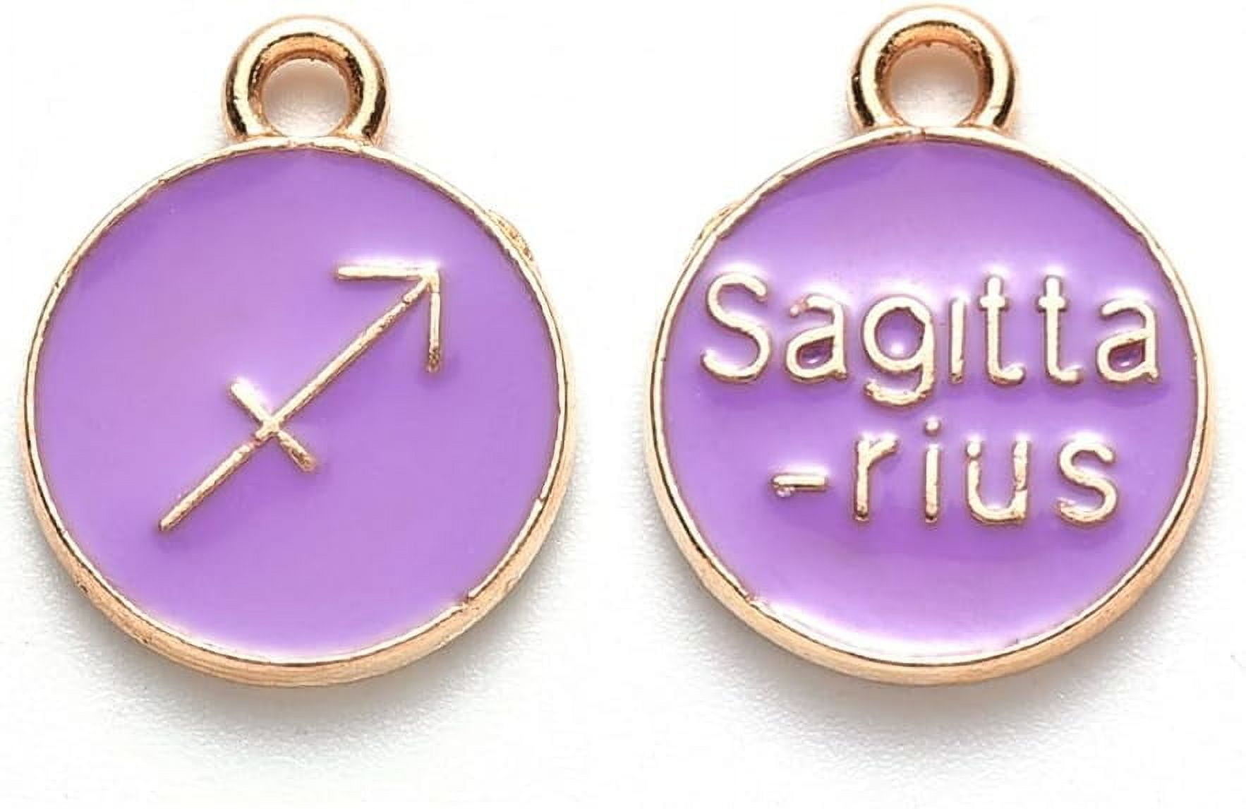 20Pcs Sagittarius Alloy Enamel Pendants Flat Round with Constellation ...