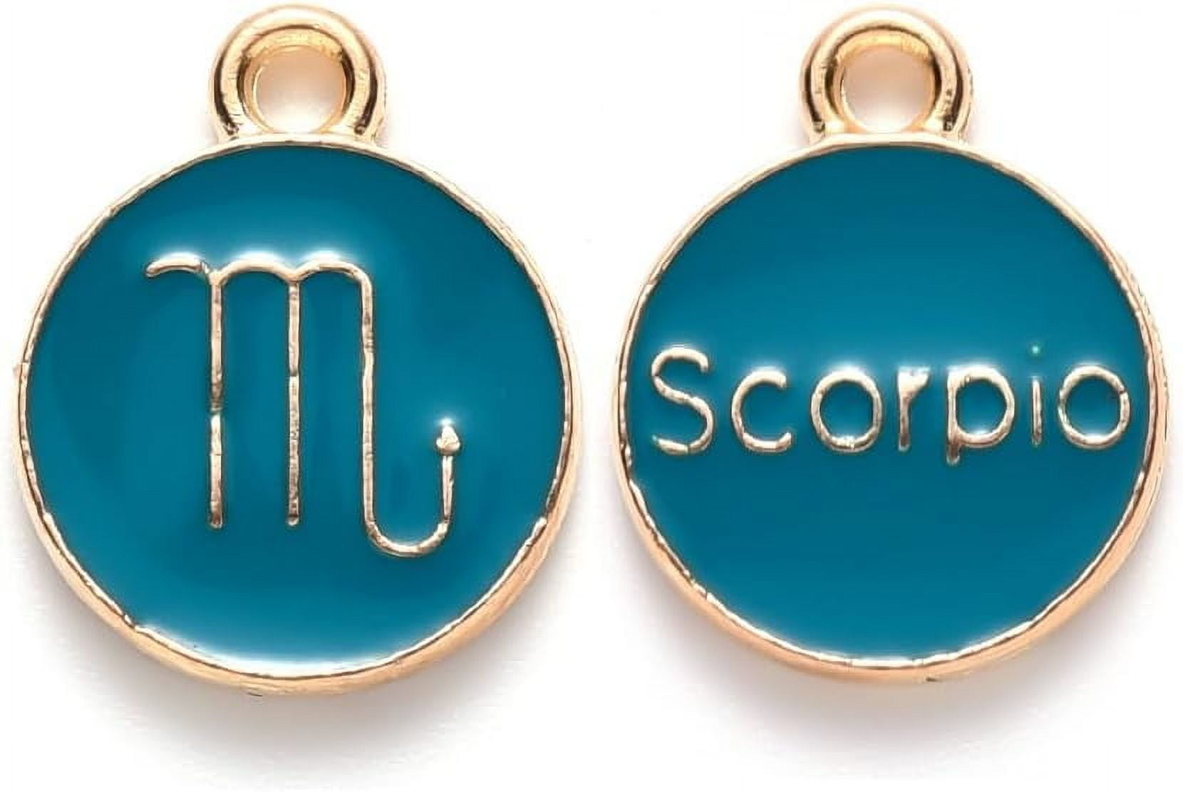 20Pcs Scorpio Alloy Enamel Pendants Flat Round with Constellation ...