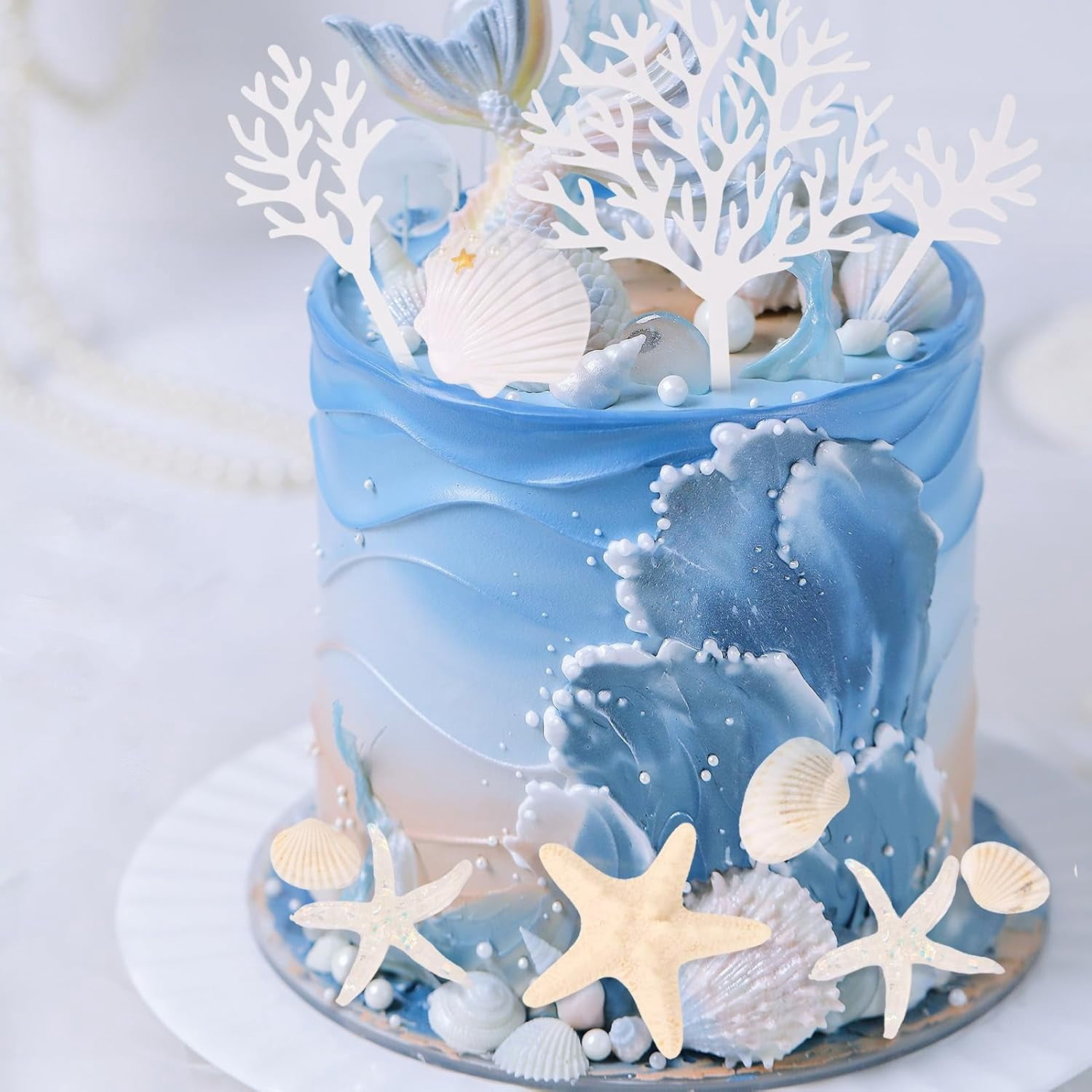 20Pcs Sea Shell Cake Decorations - Under The Sea Beach Theme Seashell ...