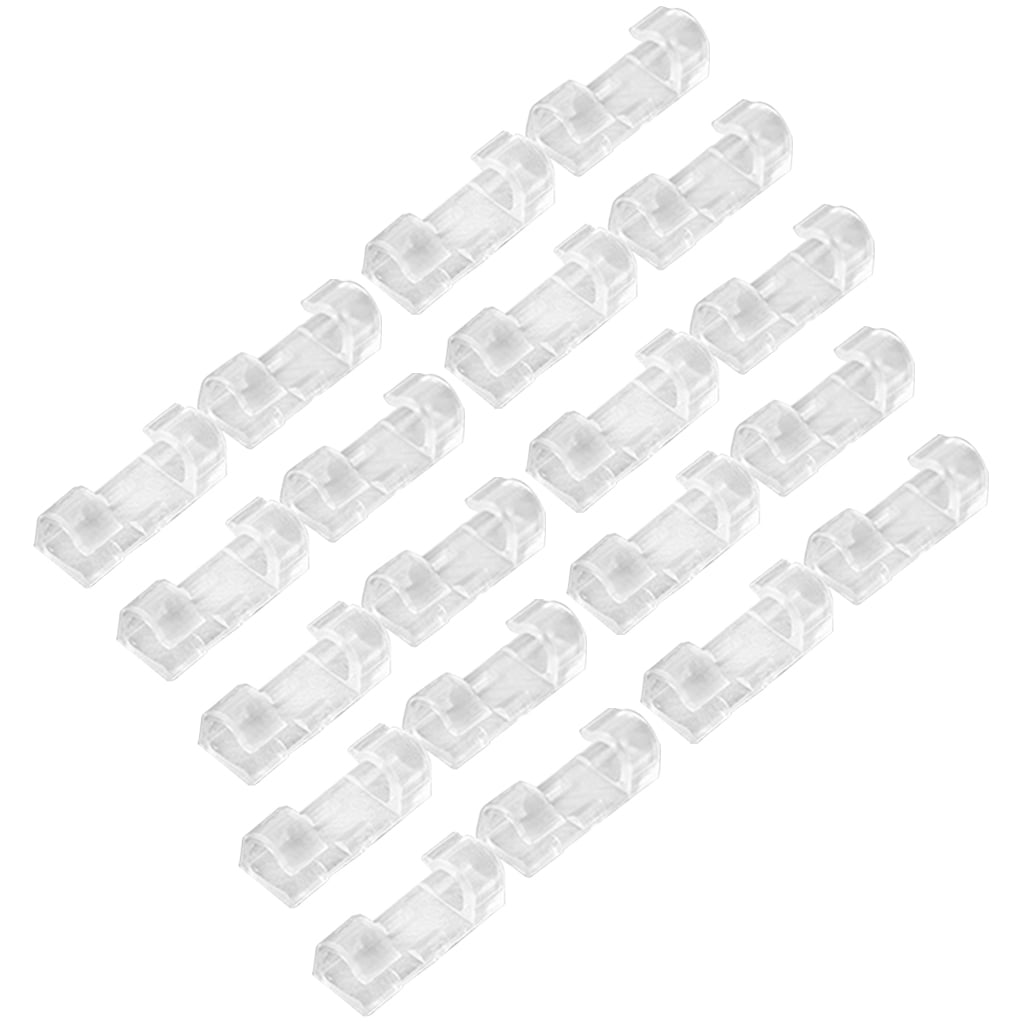 20Pcs Self Stick Wire Cable Cord Clips Clamp Table Wall Tidy Organizer ...