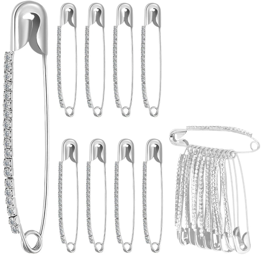 20Pcs Silver Rhinestone Safety Pins Sweater Shawl Clips Women Brooch ...