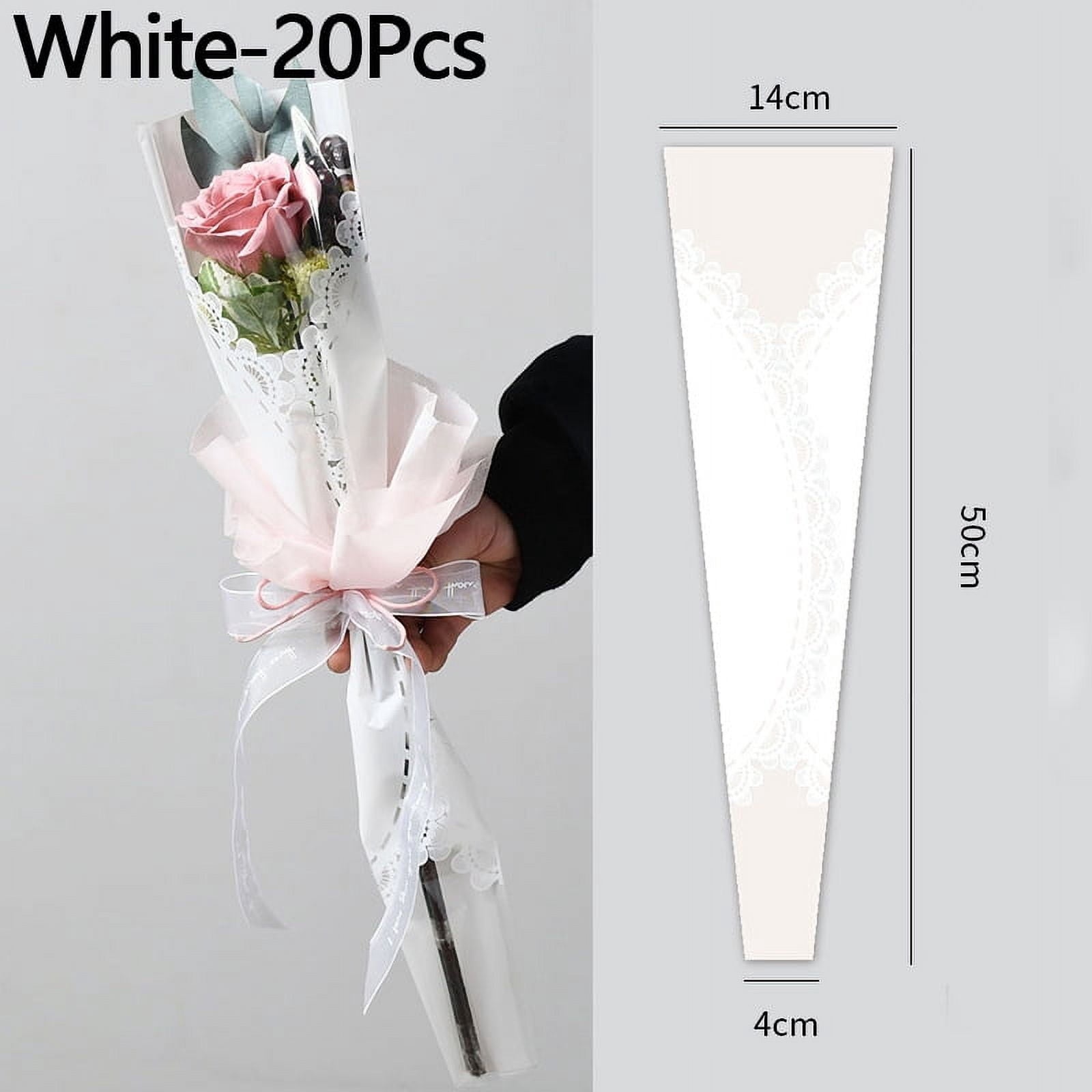 20Pcs Single Rose Sleeves Flower Wrapping Bag Bouquet Plastic Packaging ...