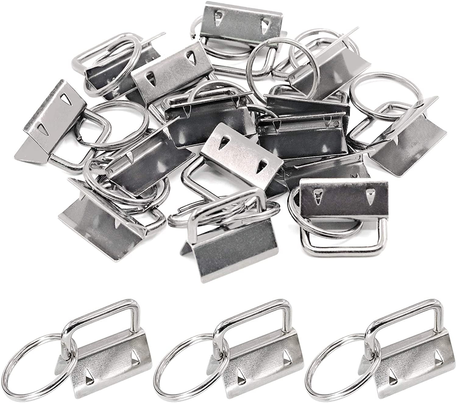 20Pcs Sliver 1 Inch Key Fob Hardware with Key Rings Sets, Perfect for ...