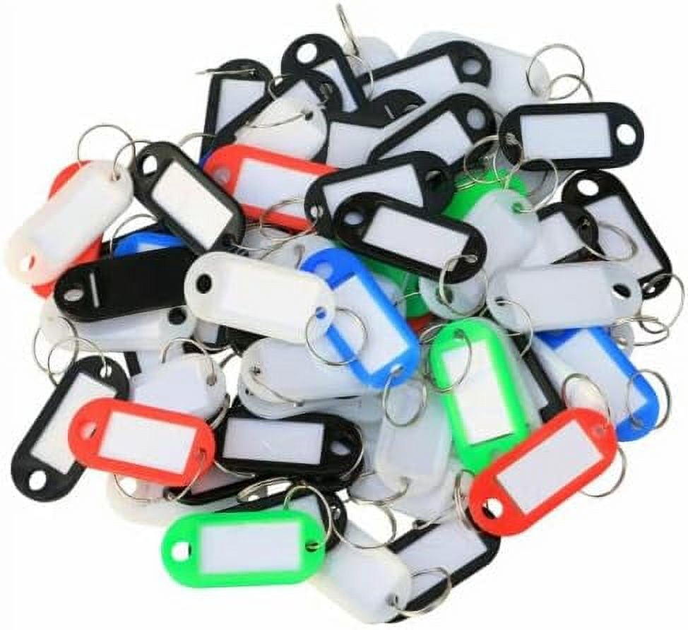 20Pcs Small Plastic Colour Key Tags with Paper Inserts Split Rings Easy ...