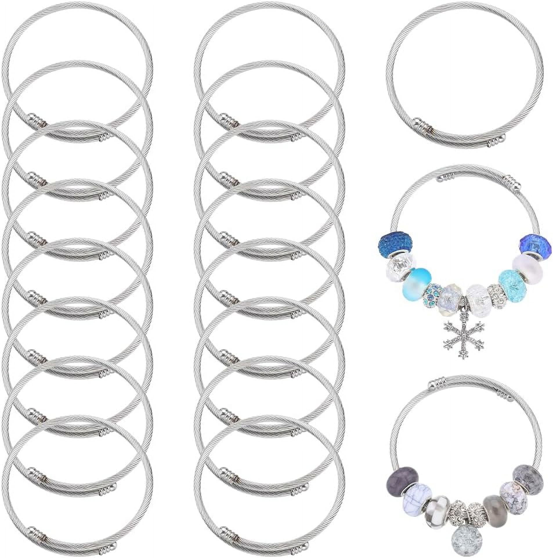 20Pcs Snake Bracelet Bulk Stainless Steel DIY Bracelets Set Expandable ...