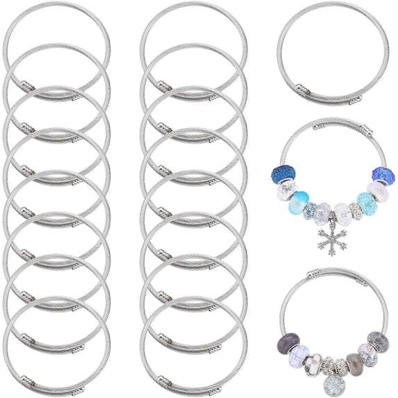 20Pcs Snake Bracelet Bulk Stainless Steel DIY Bracelets Set Expandable ...