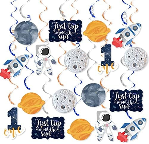 20Pcs Space First Birthday Hanging Swirls Decorations, First Trip Outer ...