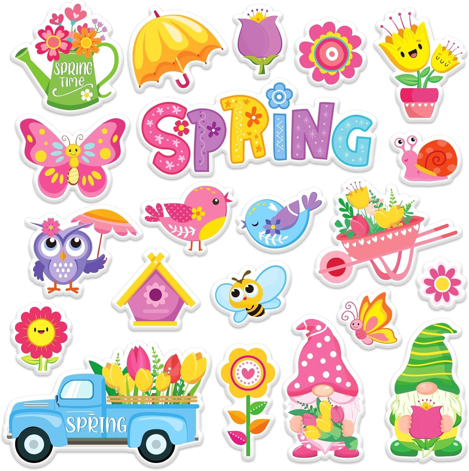 20Pcs Spring Thick Gel Clings Colorful Flowers Butterfly Bird Window ...