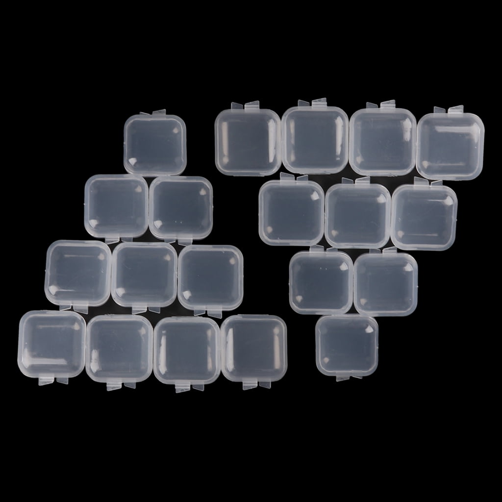 20Pcs Square Mini Clear Plastic Storage Containers Box with Lids for ...