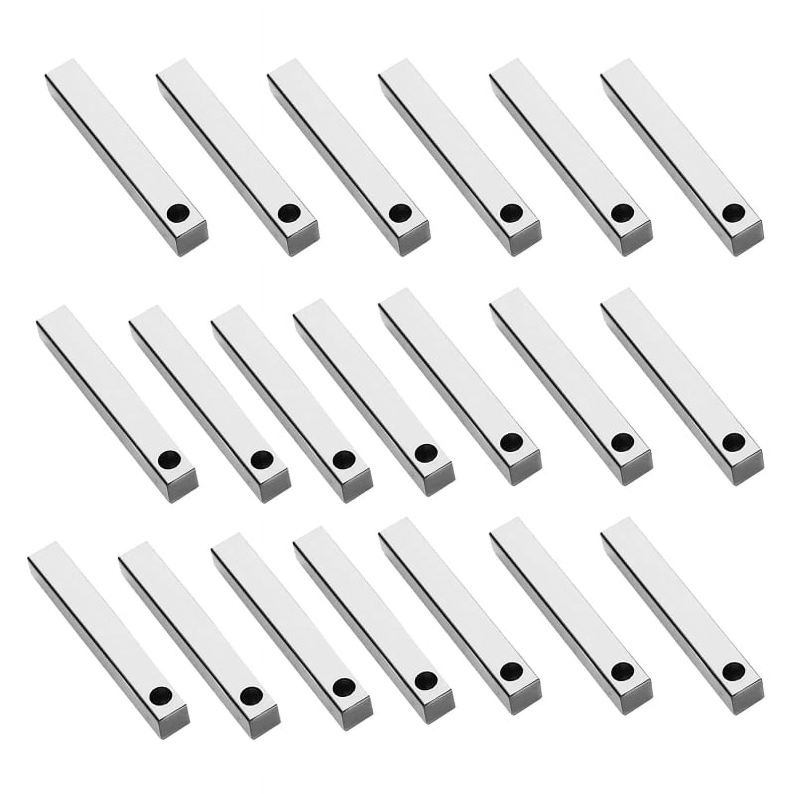 20Pcs Stainless Steel 3D Rectangle Stamping Blanks,1 1/2 Inch Long x 1/ ...