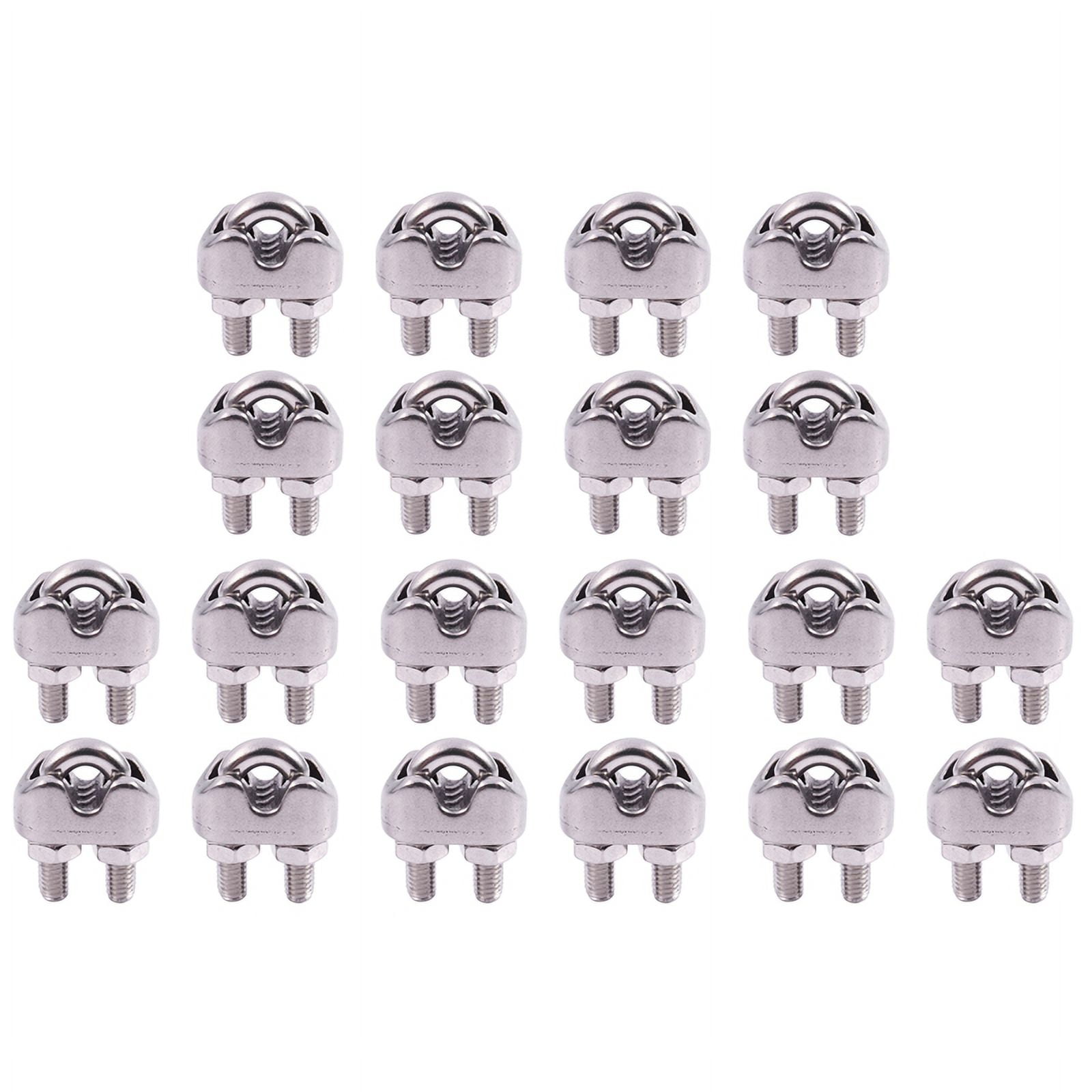 20Pcs Stainless Steel Cable Clip Saddle Clamp for Ropes 0.3cm 3mm Wire ...
