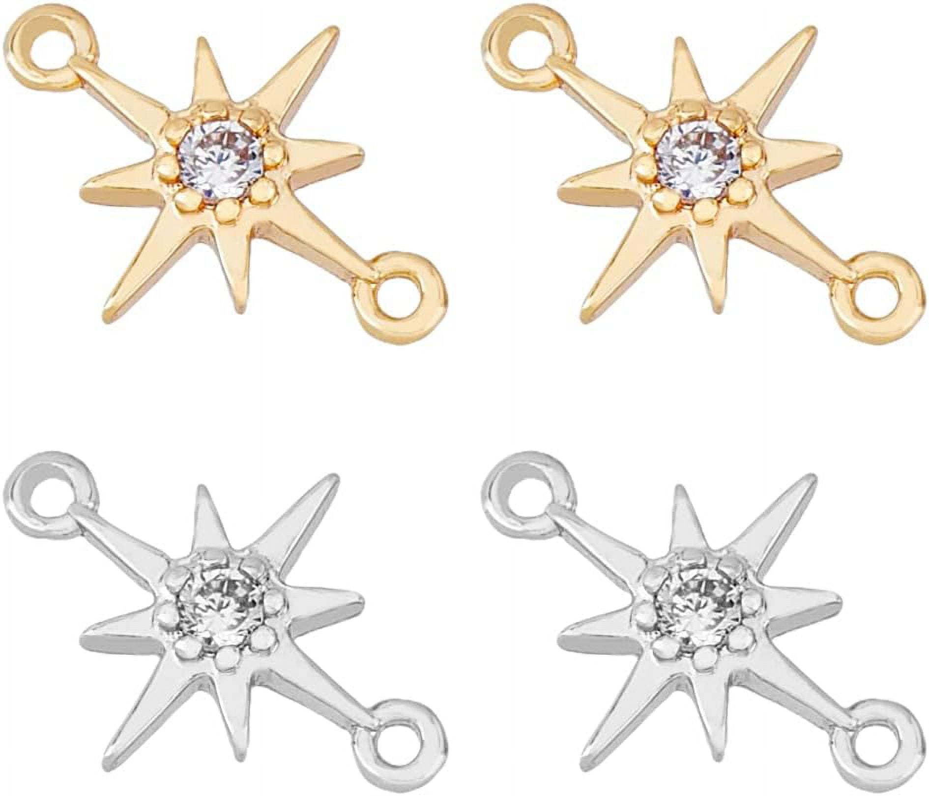 20Pcs Star Cubic Zirconia Links 18K Gold Plated Link Connectors Gold ...
