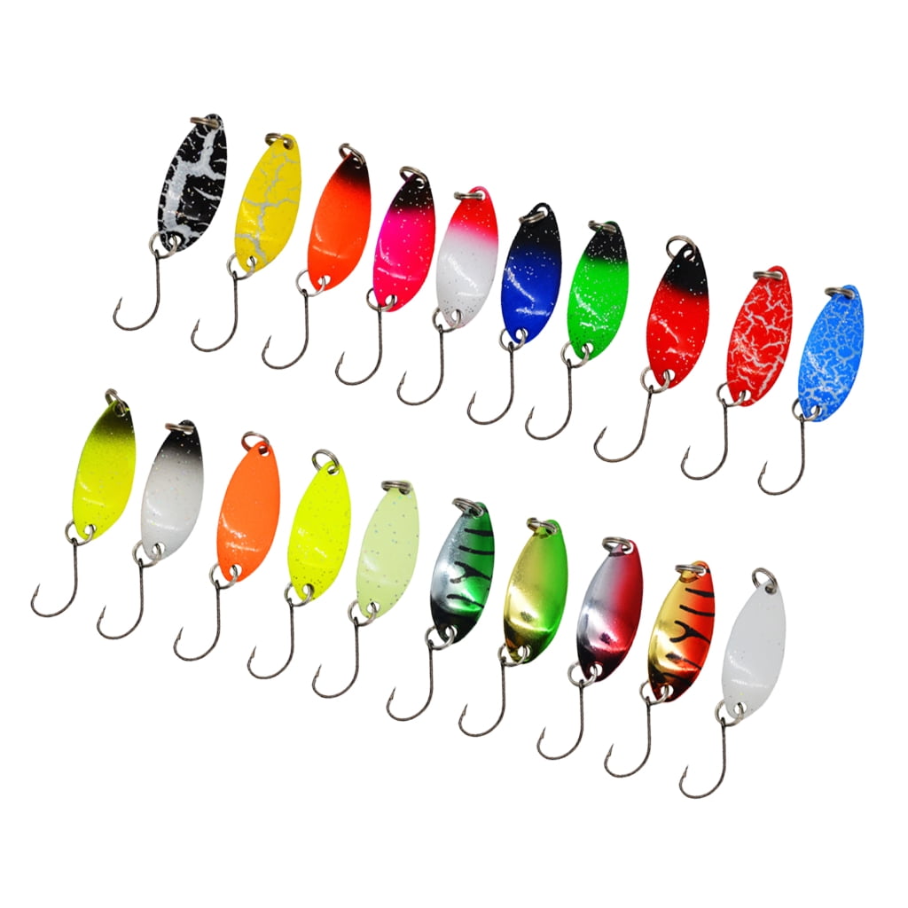 20Pcs Steel Single Hook Spinner Baits Sequins Lures Set Spoon Fishing ...