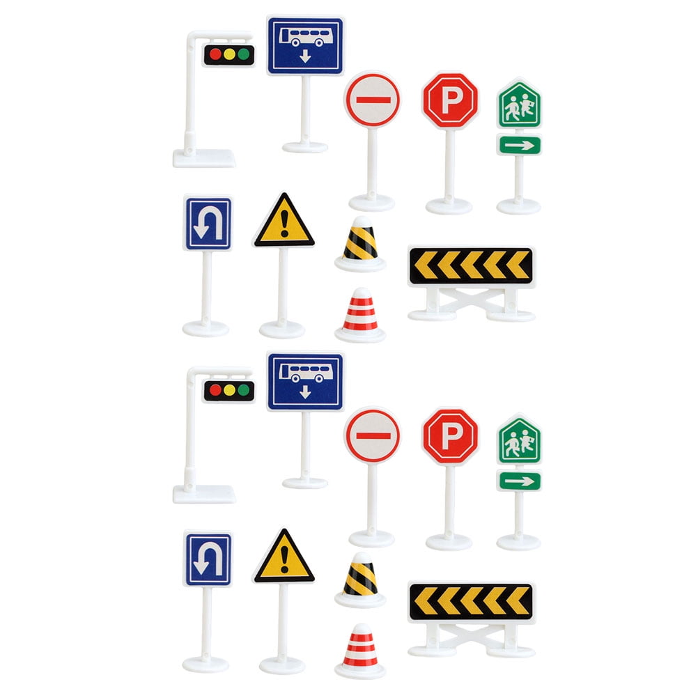 20Pcs Street Road Signs Playset Traffic Signs Playset Mini Toy Road ...