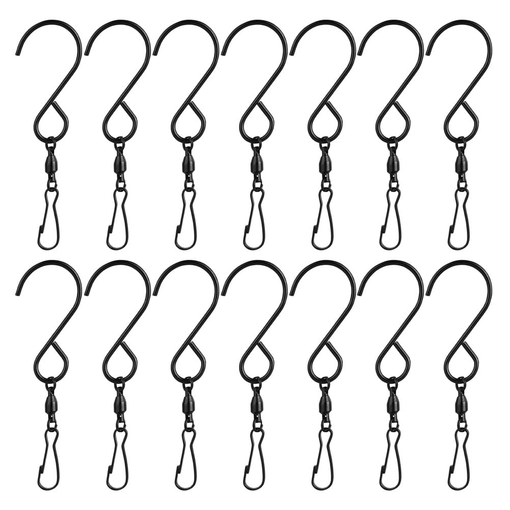 WRITWAA 20Pcs Black Stainless Steel Bird Cage Hooks 360 Degree Rotary ...