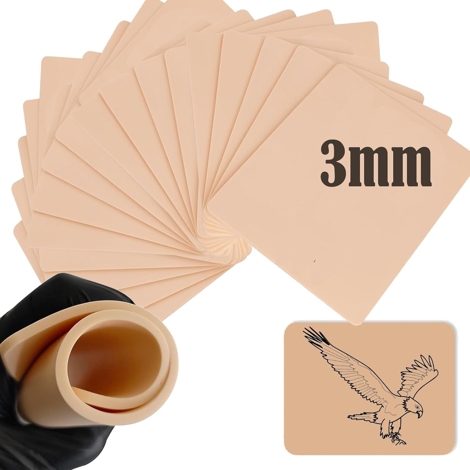 20Pcs Tattoo Skin 3MM - Urknall Fake Skin 3mm Blank Tattoo Practice ...